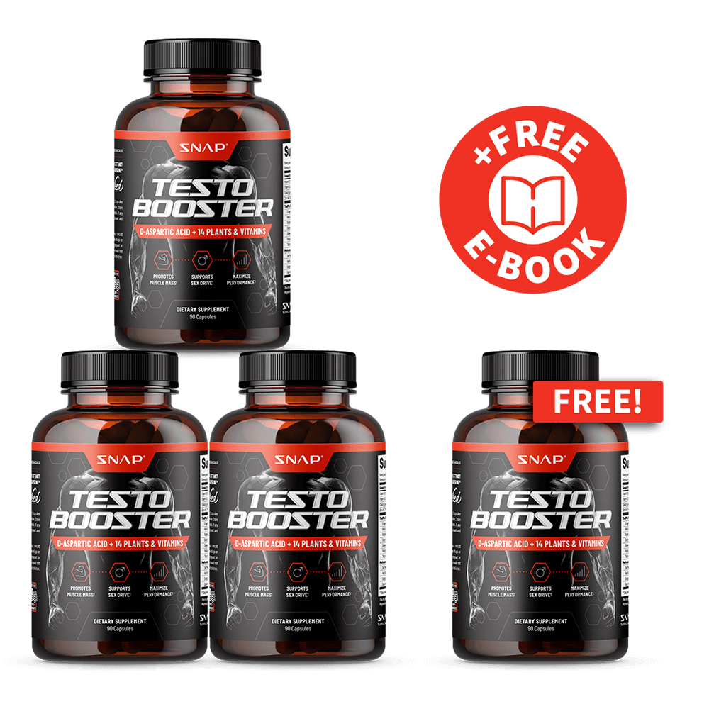 3 Testo Boosters + 1 Free Container + Free E-Book – Snap Supplements